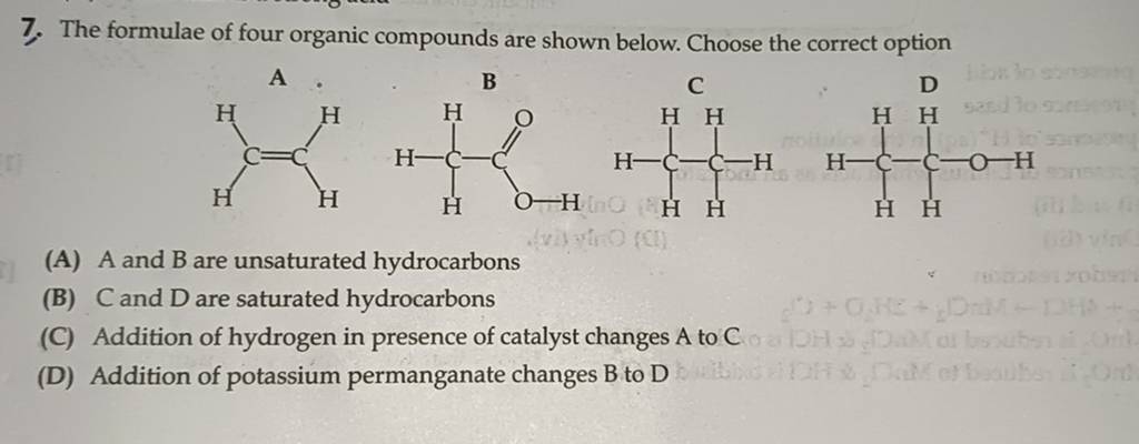 The formulae of four organic compounds are shown below. Choose the correc..