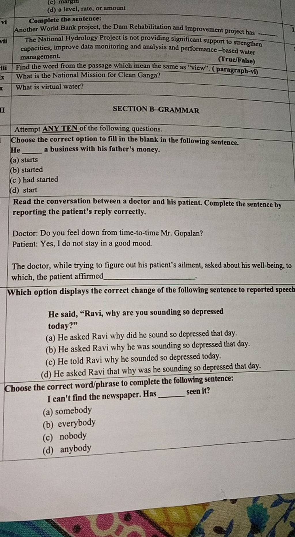 Read the conversation between a doctor and his patient. Complete the sent..