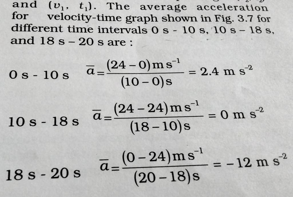 And V1 T1 The Average Acceleration For Velocity Time Graph Shown In