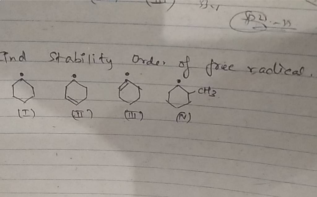 Find Stability order of free radical. | Filo