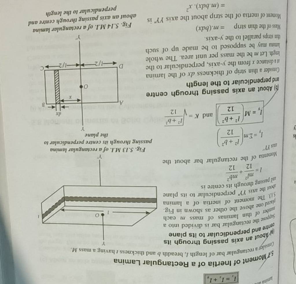 5.1 Moment of Inertia of a Rectangular Lamina (a) A Aor a reetangular bar..