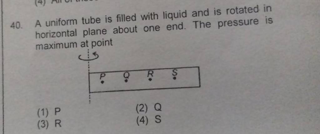 A uniform tube is filled with liquid and is rotated in horizontal plane a..