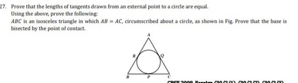 27 Prove That The Lengths Of Tangents Drawn From An External Point To A