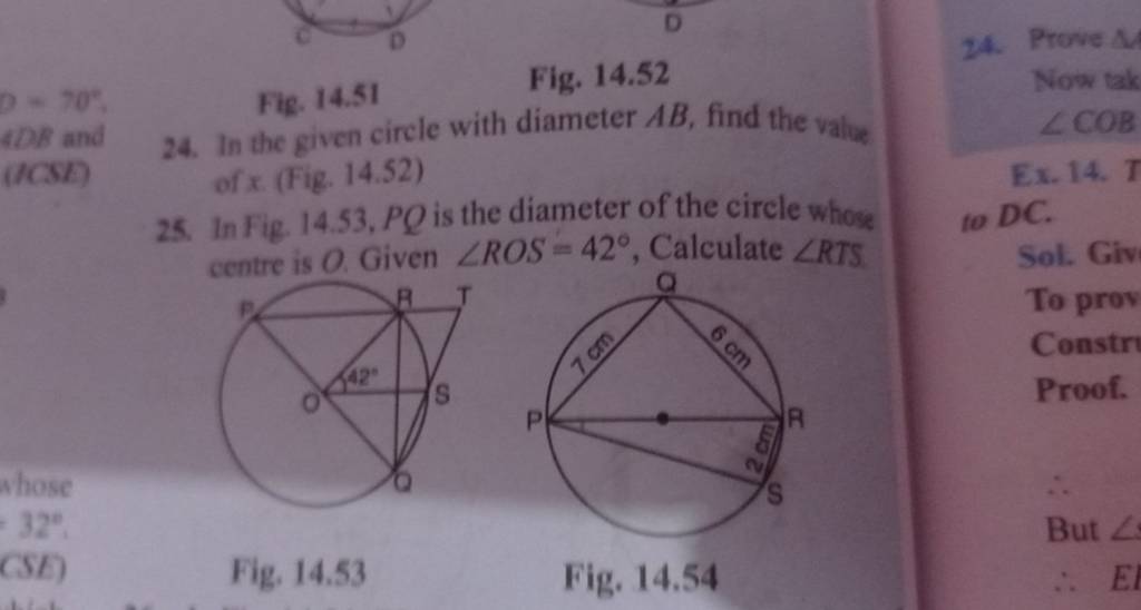 Fig 1451 Fig 1452 24 In The Given Circle With Diameter Ab Find The