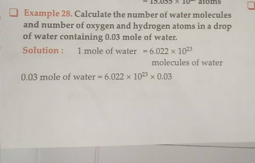 Example 28. Calculate the number of water molecules and number of oxygen