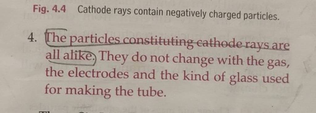 Fig. 4.4 Cathode rays contain negatively charged particles. 4. The partic..
