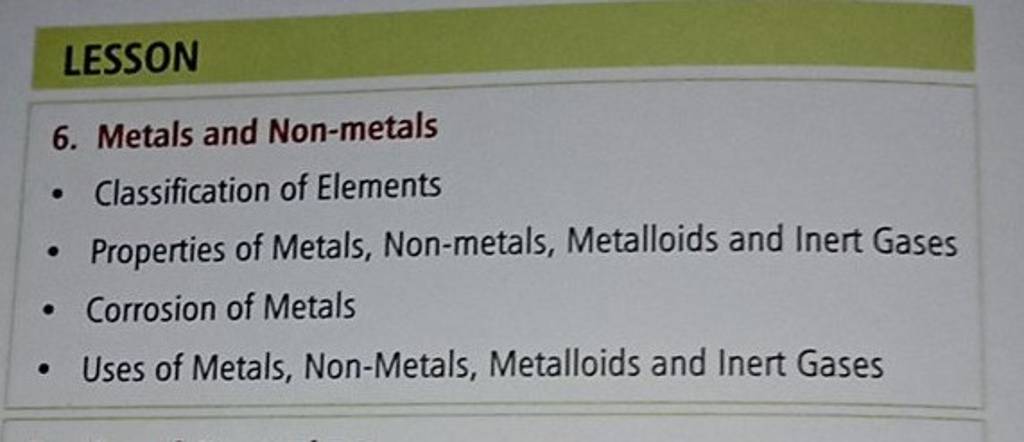 LESSON 6. Metals and Non-metals - Classification of Elements - Properties..