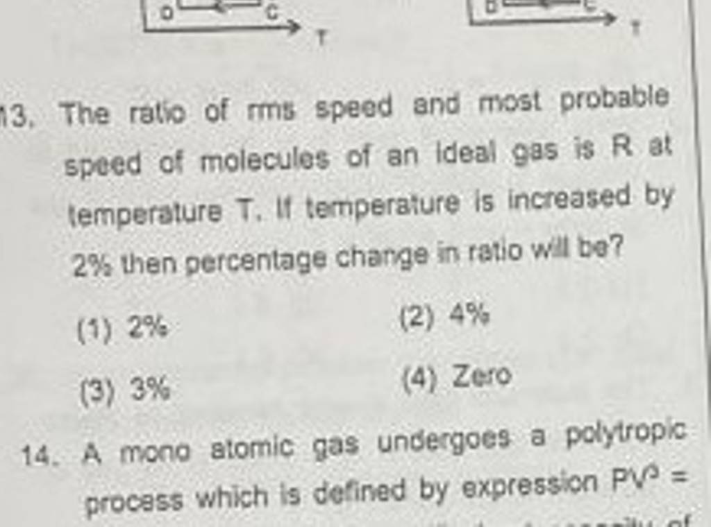 The ratio of ms speed and most probable speed of molecules of an ideal g