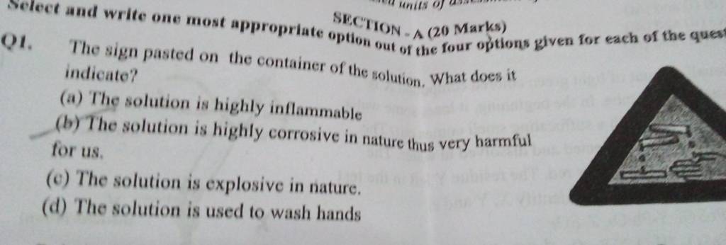 Seleet And Write One Most Appropriate Epcion A 20 Marks Option Out Of