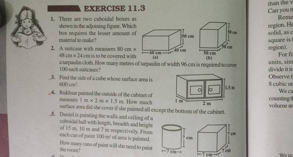EXERCISE 11.3 1. There are two cuboidal boxes as shown in the adjoining f..
