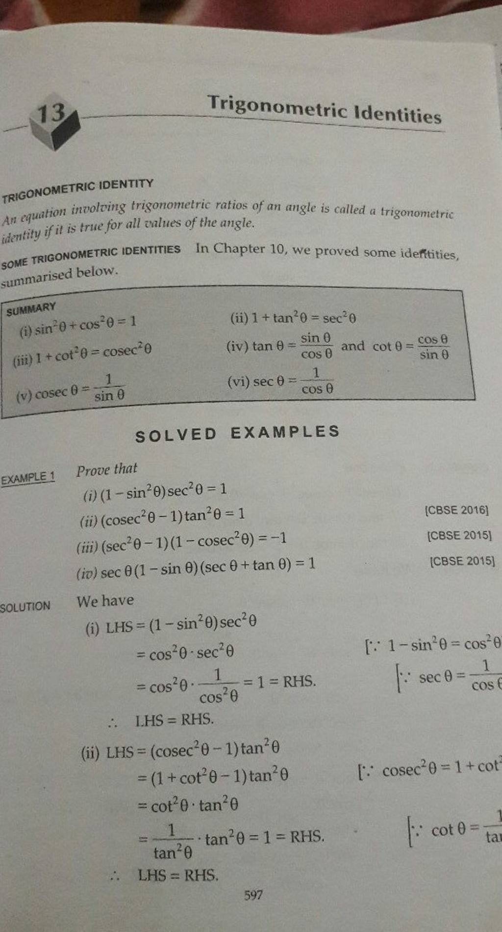 13 Trigonometric Identities Trigonometric Identity An Equation Involving