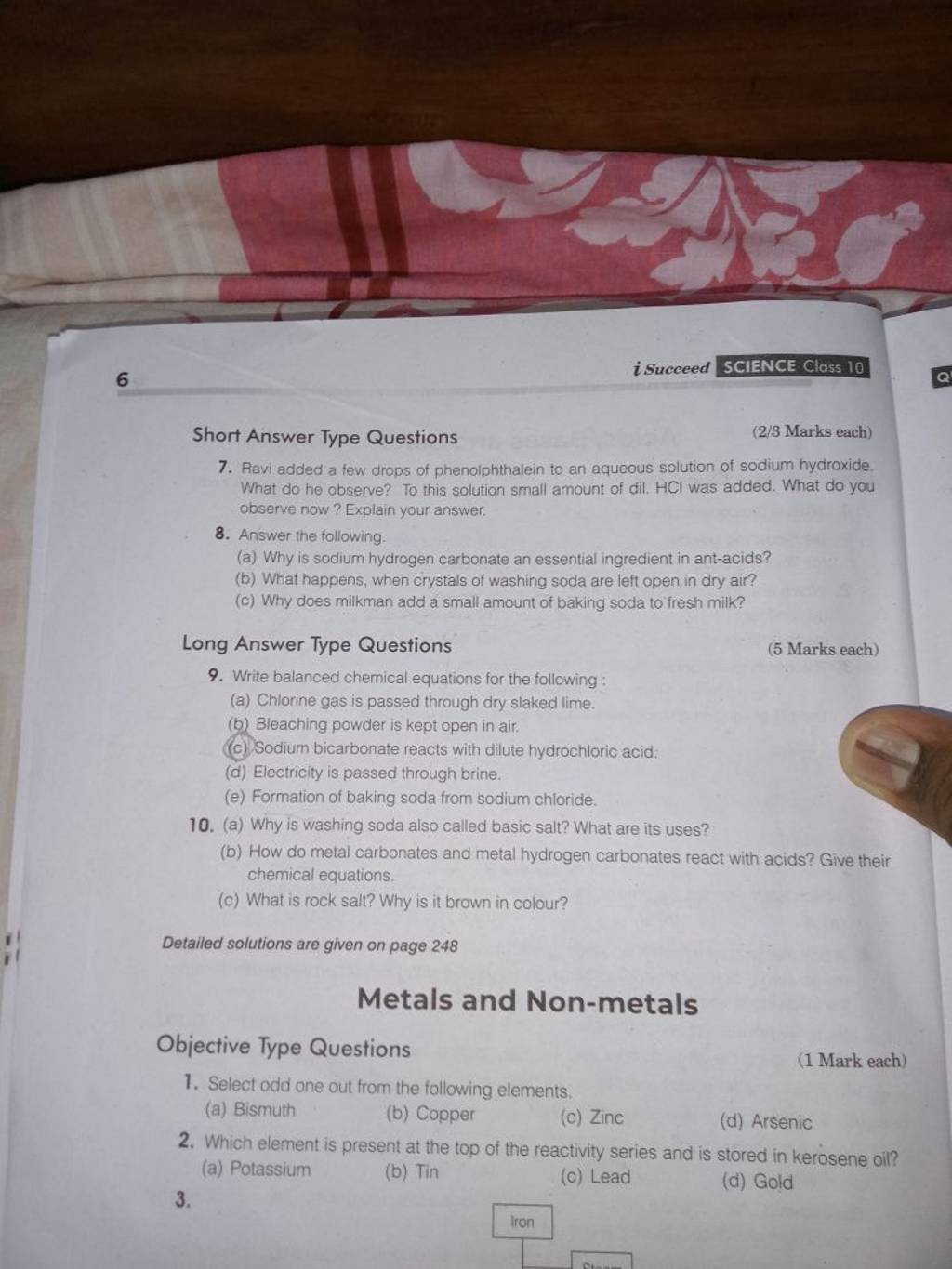 Long Answer Type Questions (5 Marks each) 9. Write balanced chemical equa.. Long Answer Type Questions (5 Marks each) 9. Write balanced chemical equa..