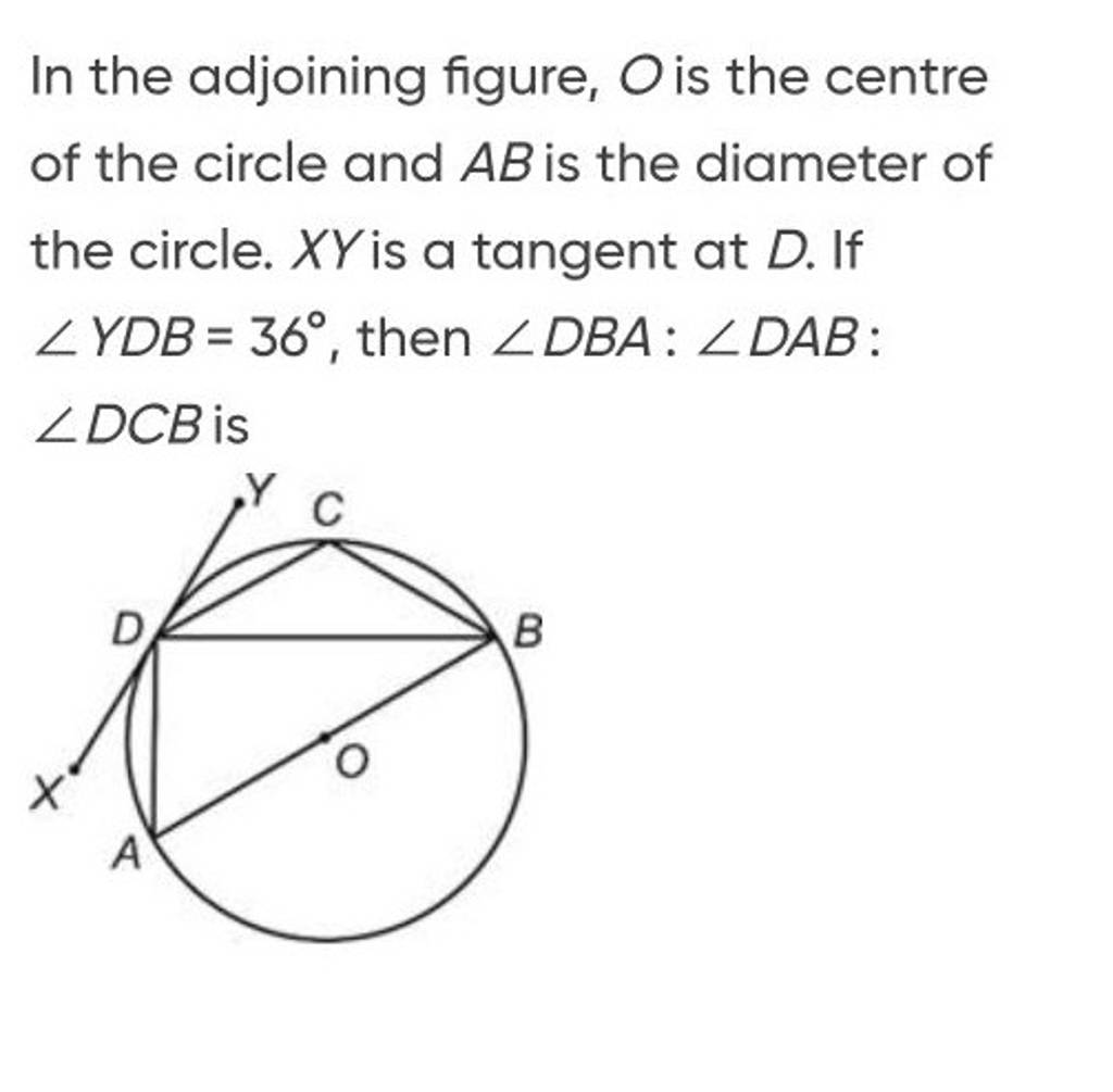 In The Adjoining Figure O Is The Centre Of The Circle And Ab Is The Diam