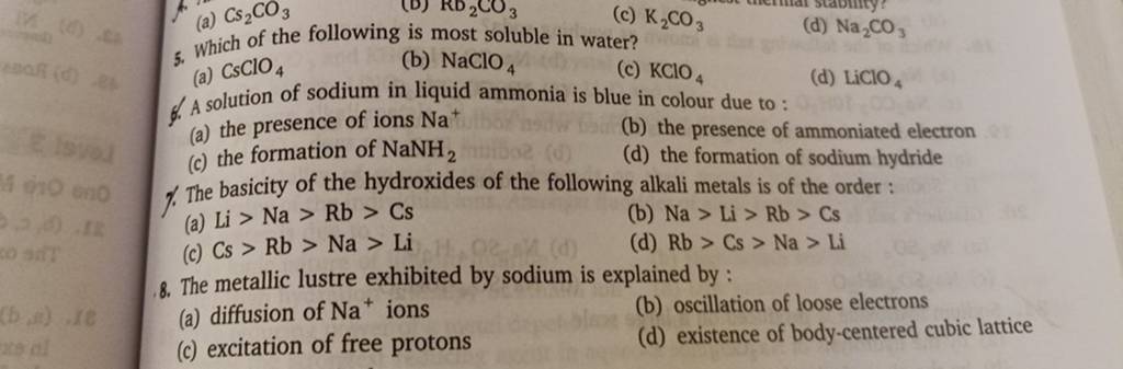 A solution of sodium in liquid ammonia is blue in colour due to : | Filo