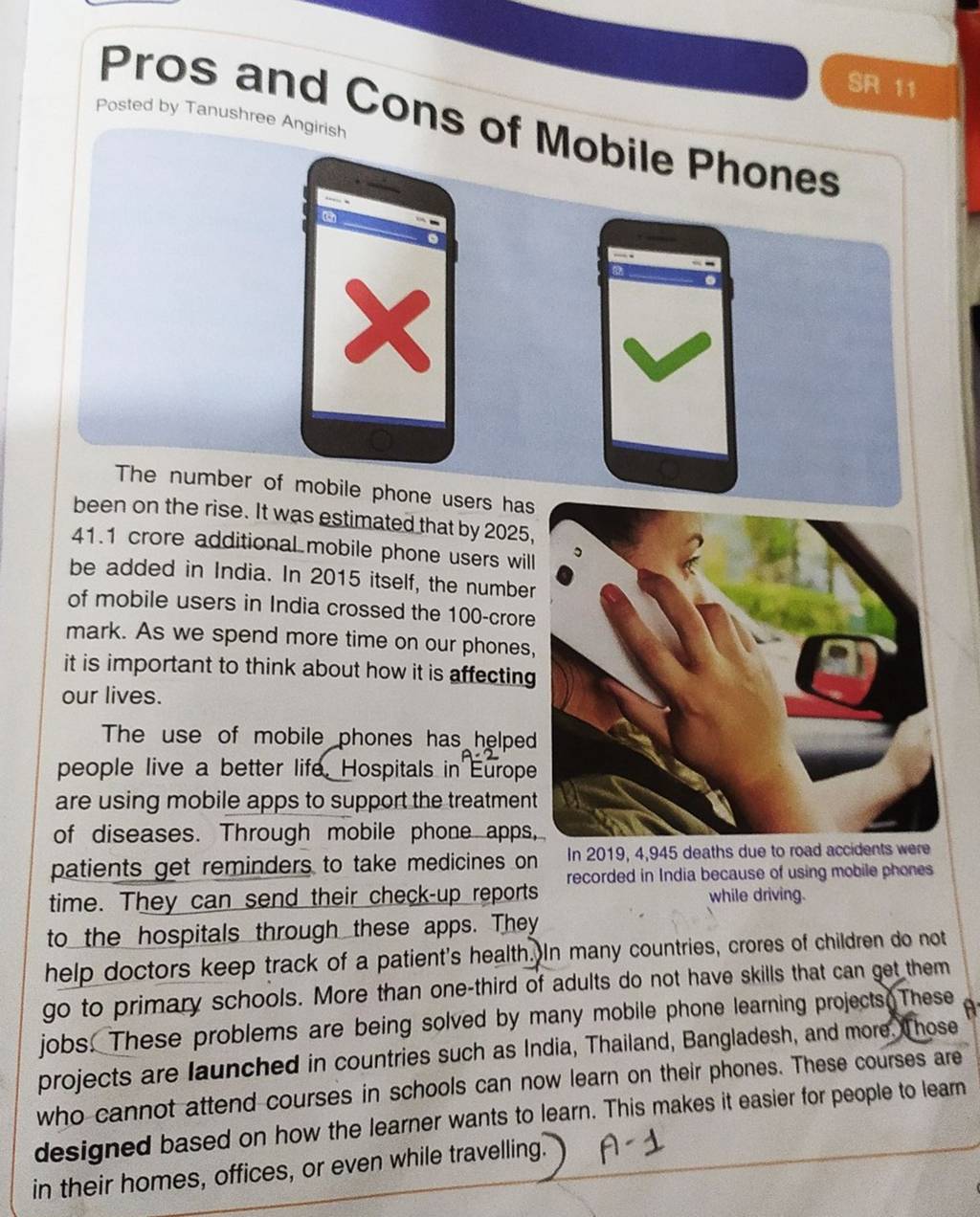 Pros and Cons of Mobile Phones been on the rise. It was estimated that by..