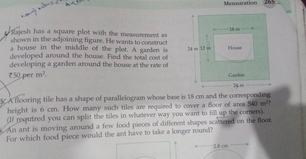 Rajesh has a square plot with the measurement as shown in the adjoining f..