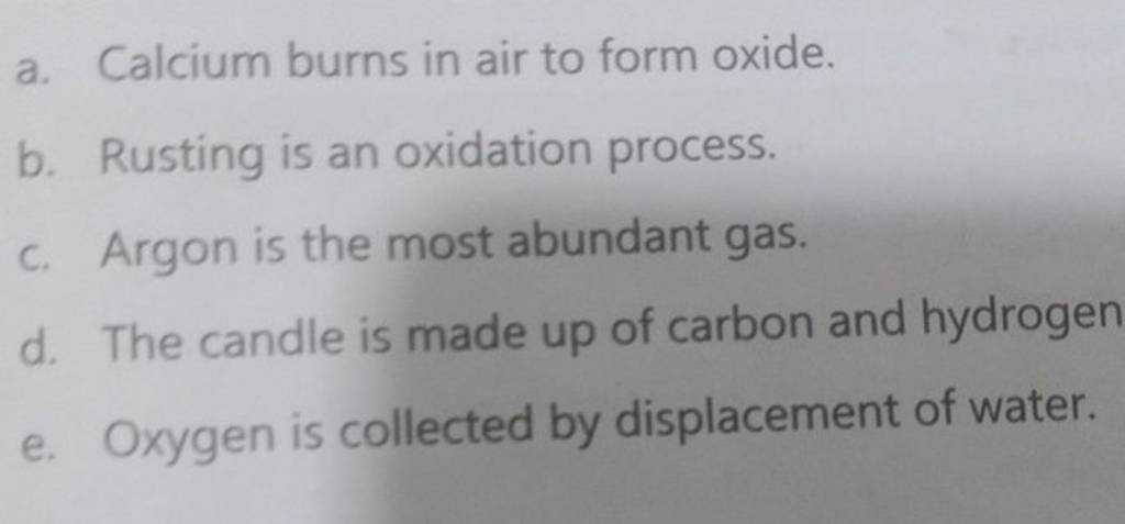 a. Calcium burns in air to form oxide. | Filo