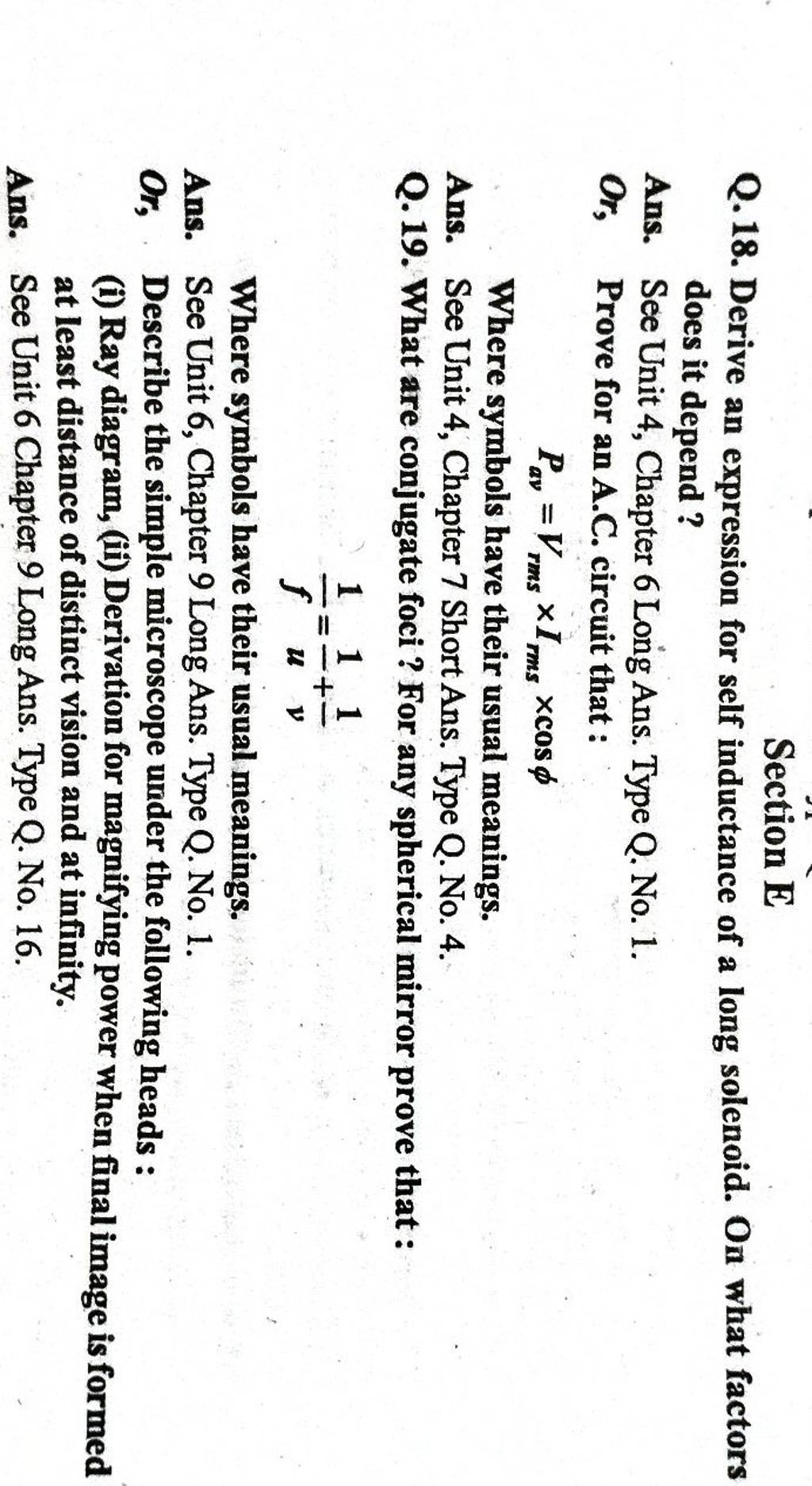 Section E Q 18 Derive An Expression For Self Inductance Of A Long Soleno
