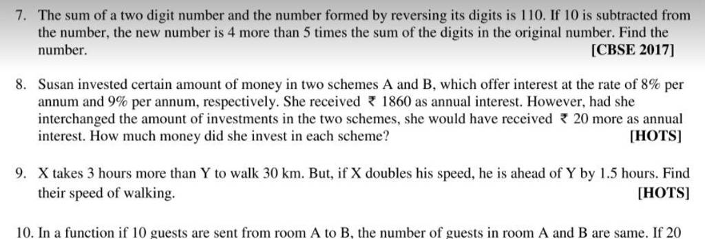 7 The Sum Of A Two Digit Number And The Number Formed By Reversing Its D