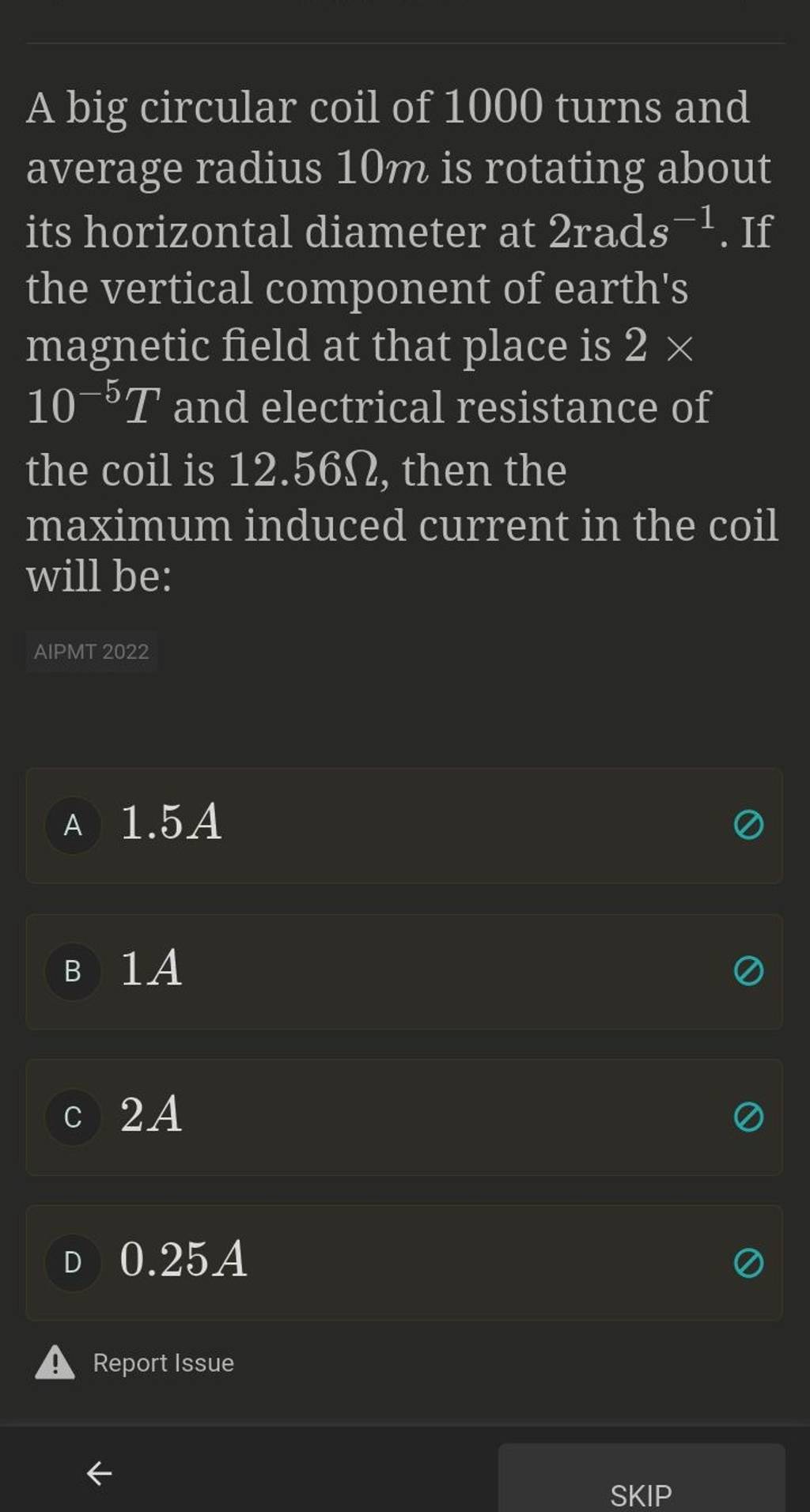 A big circular coil of 1000 turns and average radius 10 m is rotating abo..