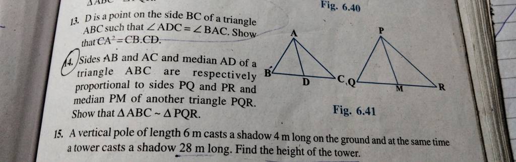 13. D is a point on the side BC of a triangle ABC such that ∠ADC=∠BAC. Sh..