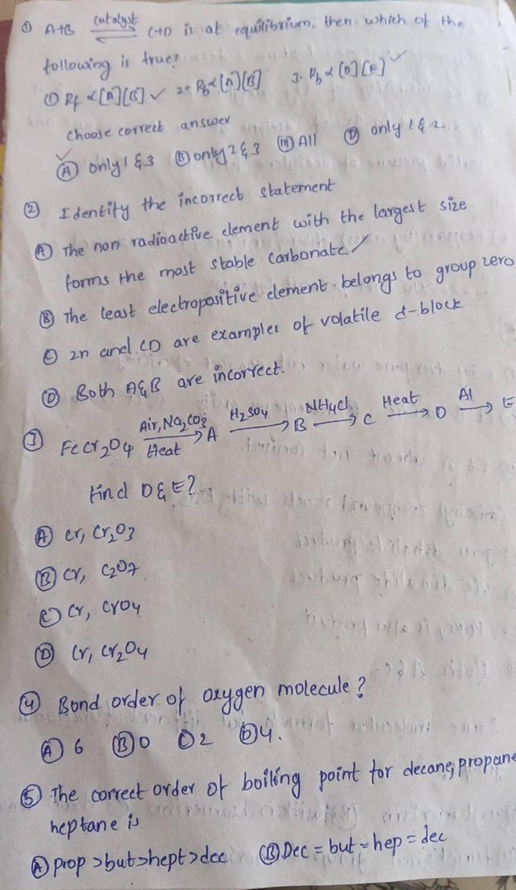 The correct order of boiling point for decane, propane heptane is | Filo