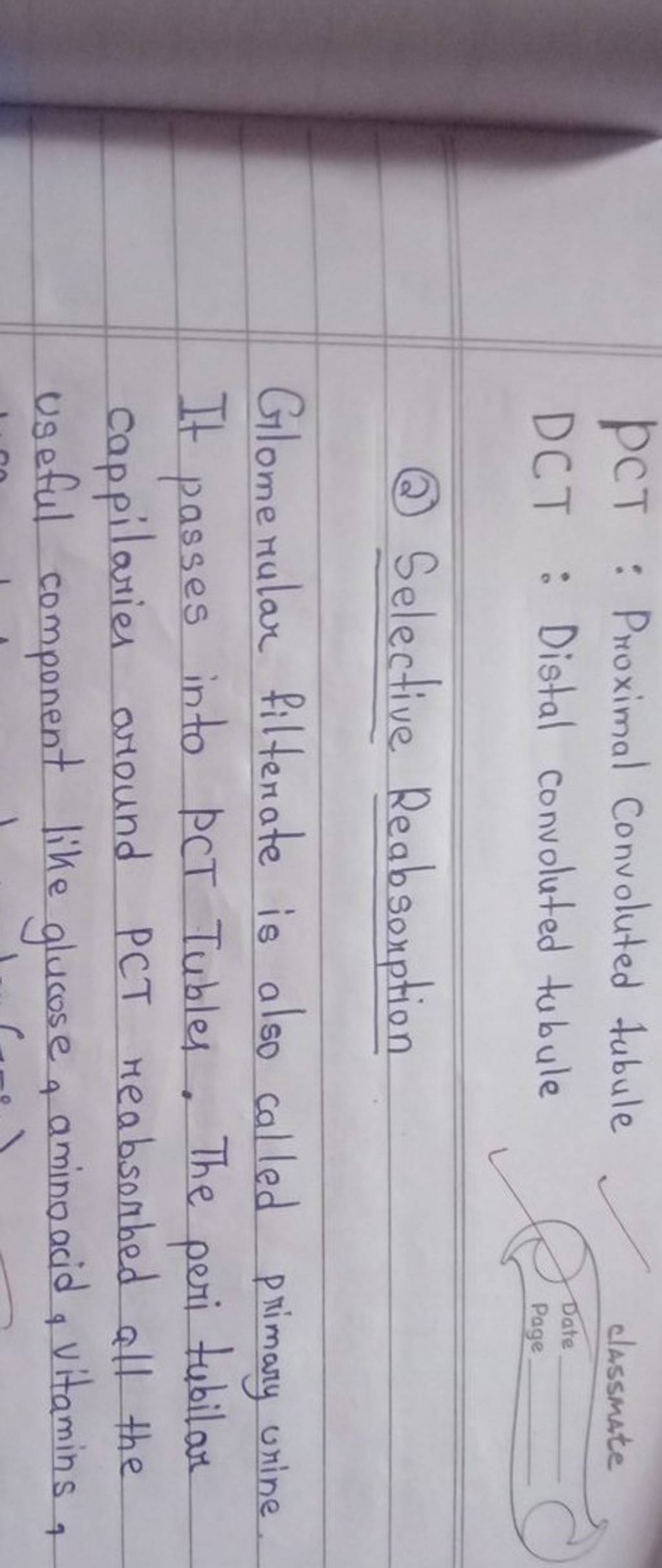 PCT : Proximal Convoluted tubule DCT: Distal convoluted tubule (2) Select..