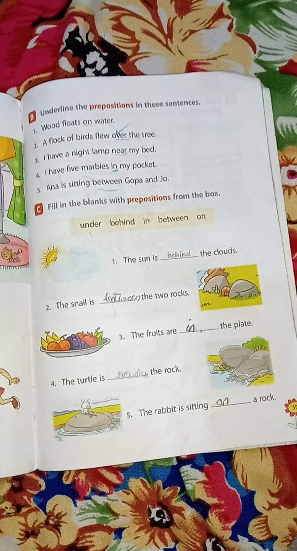 Underline the prepositions in these sentences. | Filo Underline the prepositions in these sentences. | Filo
