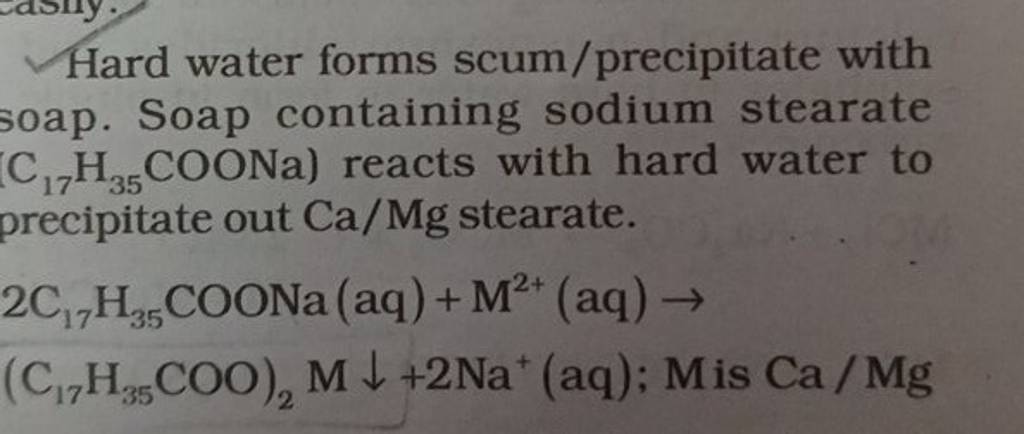 Hard Water Forms Scum Precipitate With Soap Soap Containing Sodium Stear