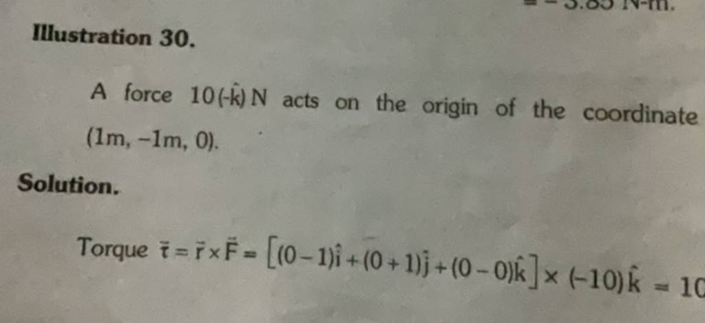 Illustration 30 A Force 10 −k N Acts On The Origin Of The Coordinate 1