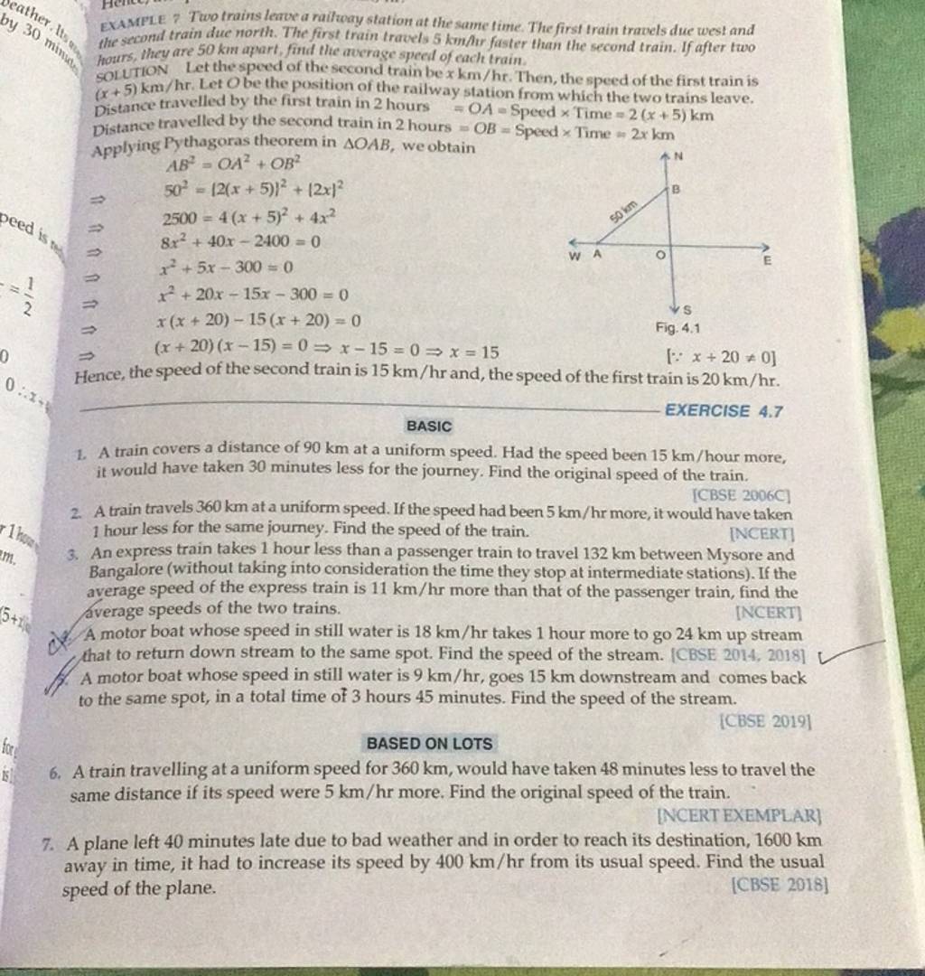 EXAMPLE ? Two trains leave a railway station at the same time. The first