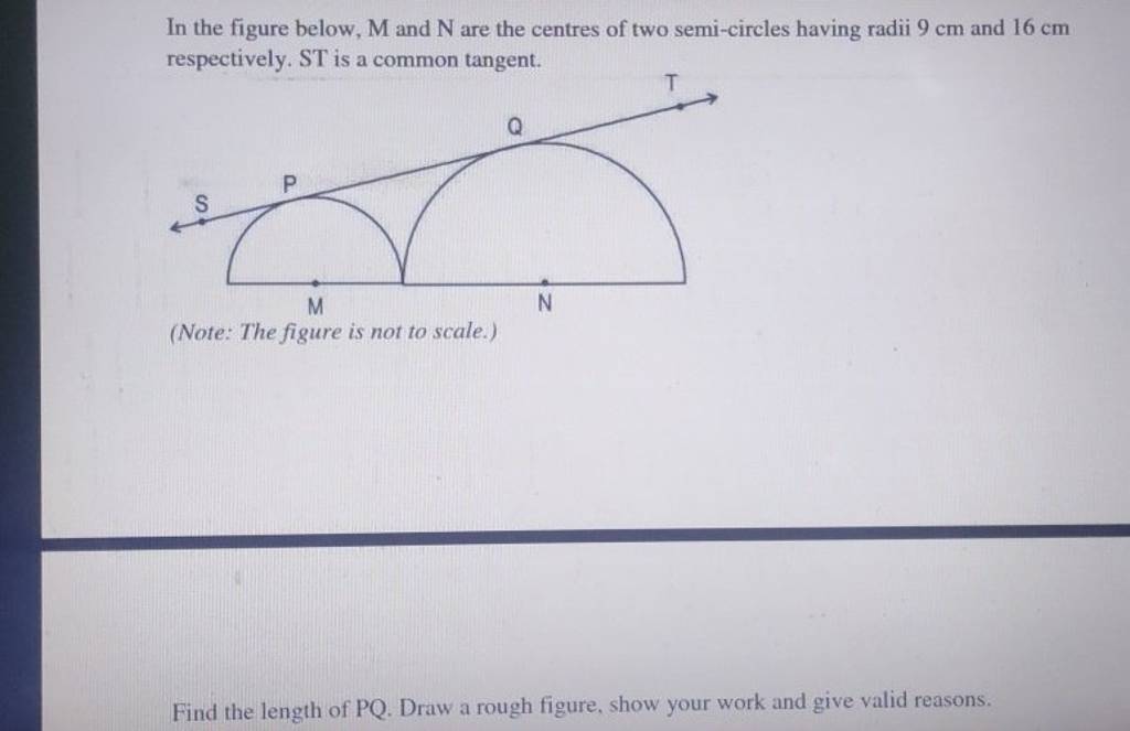 In the figure below, M and N are the centres of two semi-circles having r..