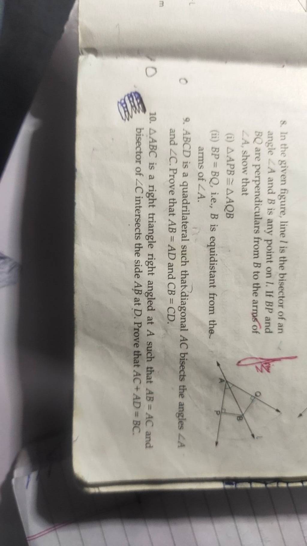 8 In The Given Figure Line L Is The Bisector Of An Angle ∠a And B Is An
