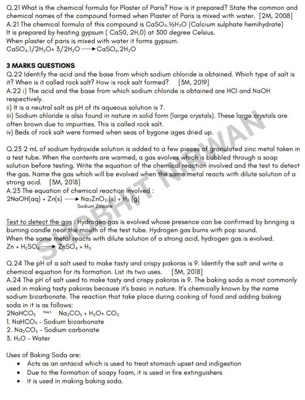 Q.21 What is the chemical formula for Plaster of Paris? How is it prepare..