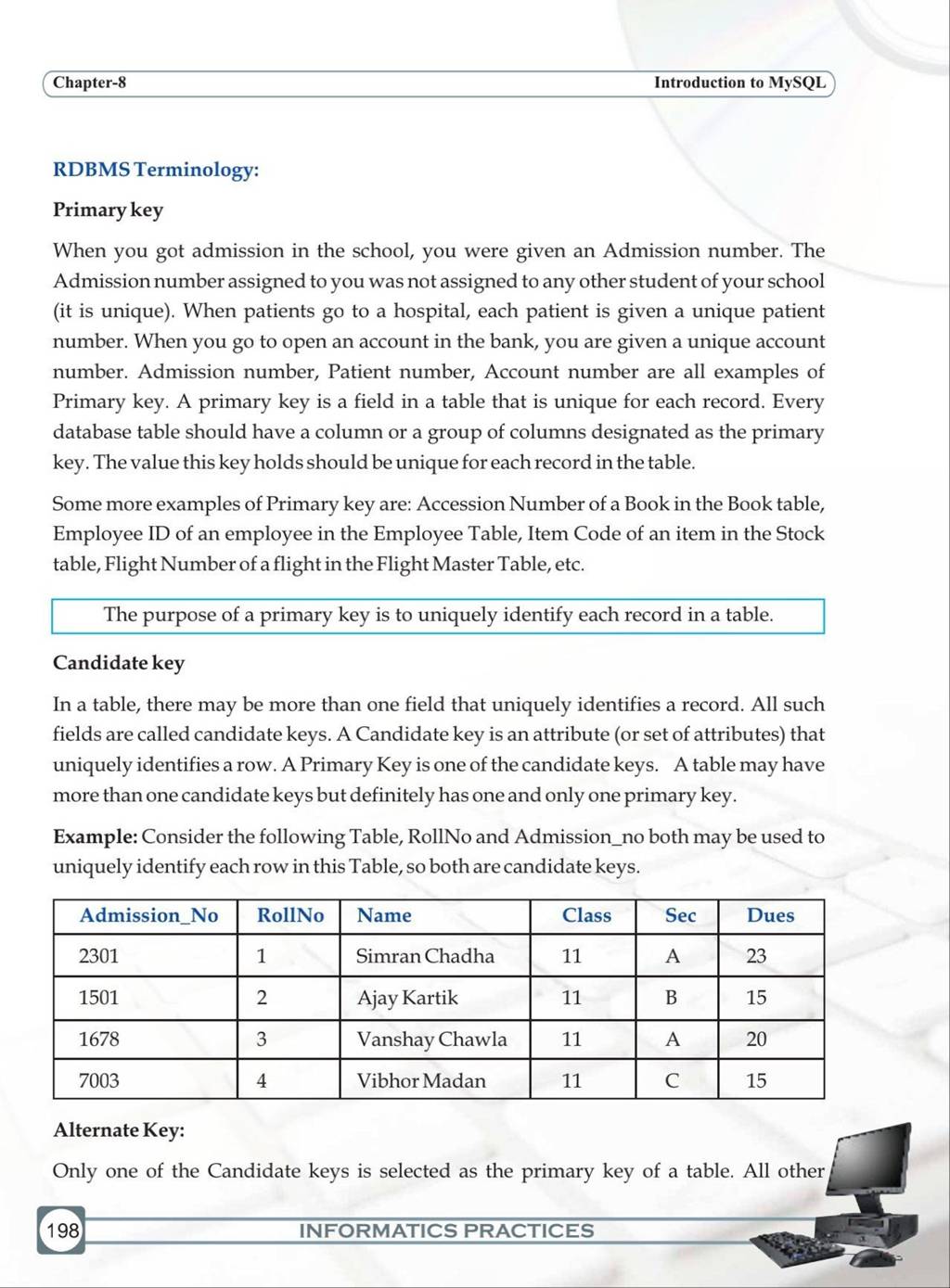 Chapter 8 Introduction To Mysql Rdbms Terminology Primary Key When You G