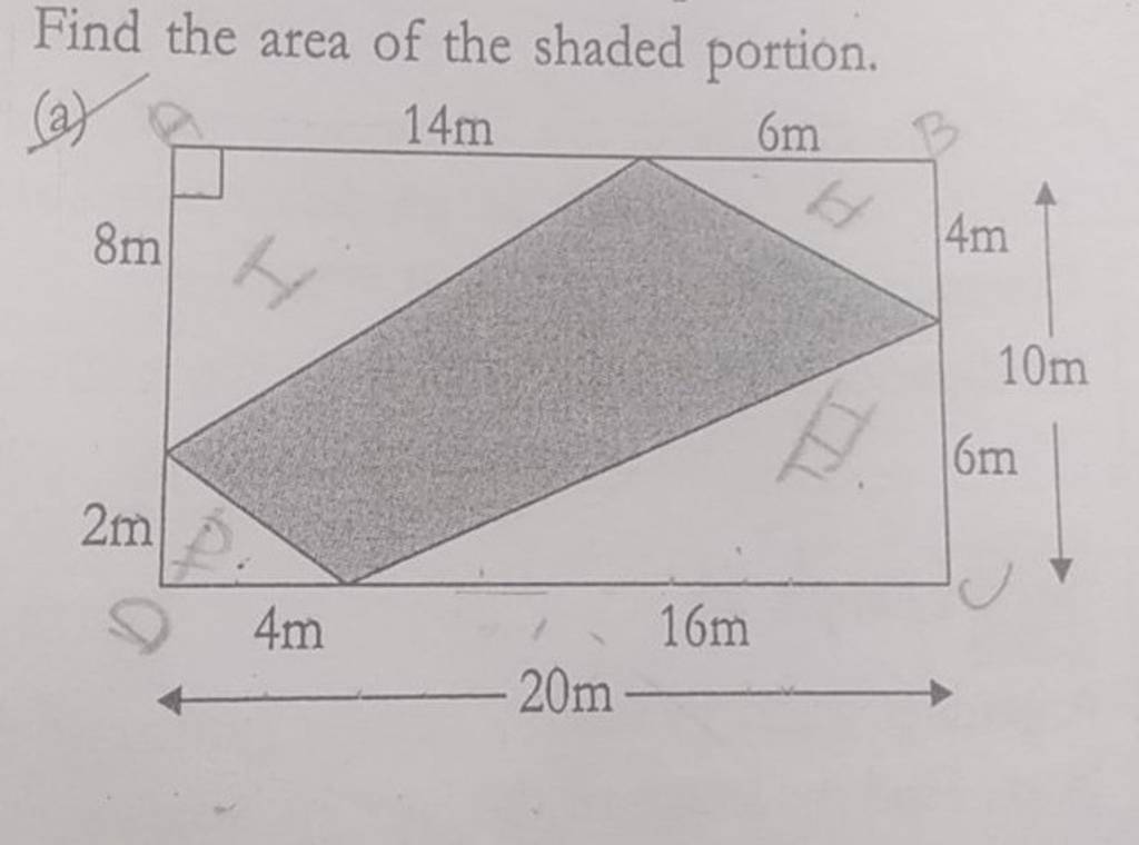 Find the area of the shaded portion. (a) | Filo