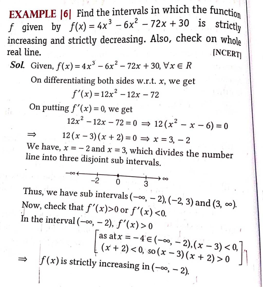 Example ∣6∣ Find The Intervals In Which The Function F Given By Fx4x3− 4403