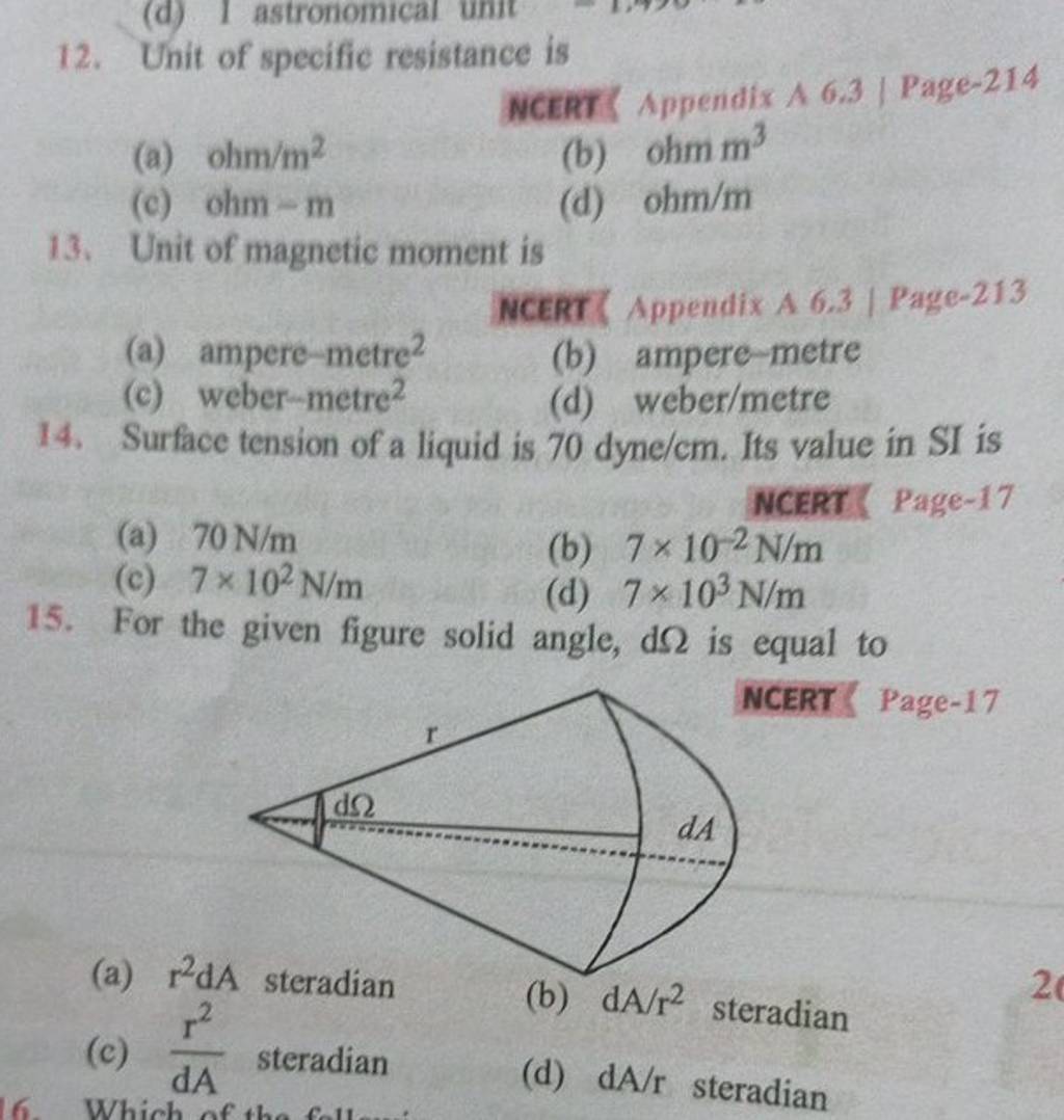 For the given figure solid angle, dΩ is equal to | Filo
