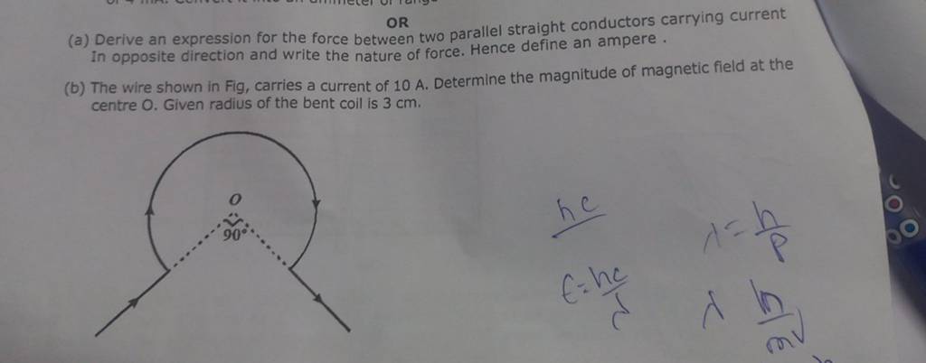 (a) Derive an expression for the force between two parallel straight cond.. (a) Derive an expression for the force between two parallel straight cond..