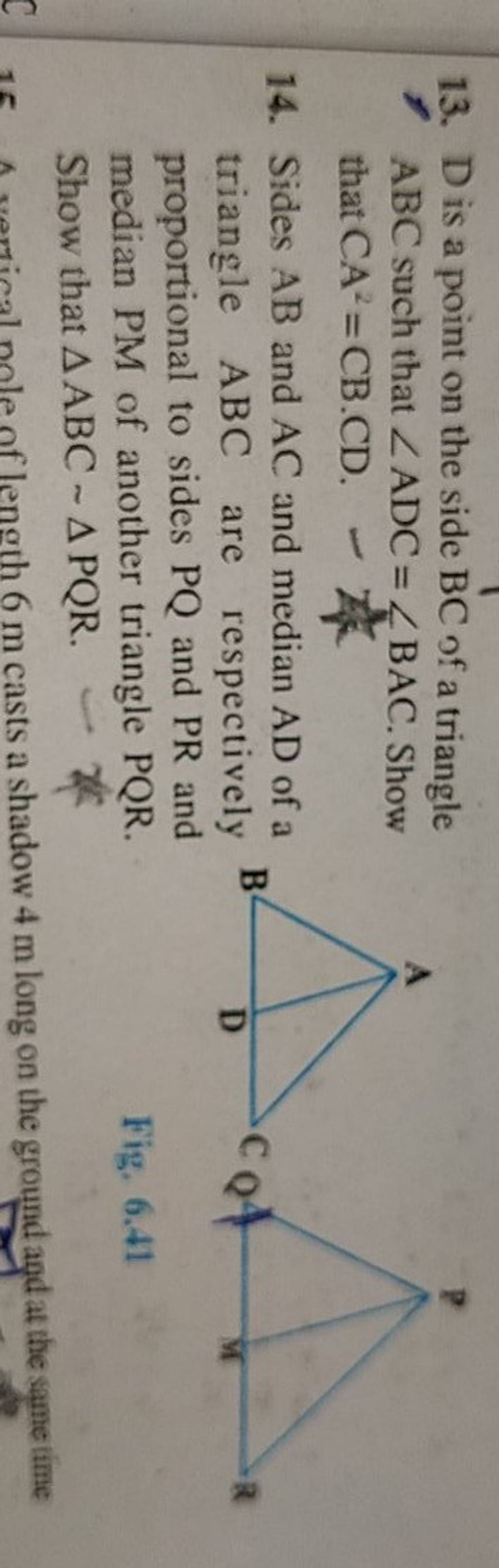 13 D Is A Point On The Side Bc Of A Triangle Abc Such That ∠adc ∠bac Sh