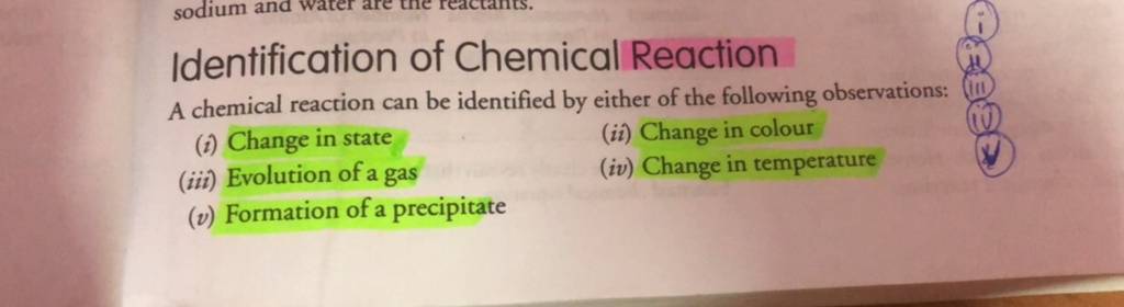 Identification of Chemical Reaction A chemical reaction can be identified..