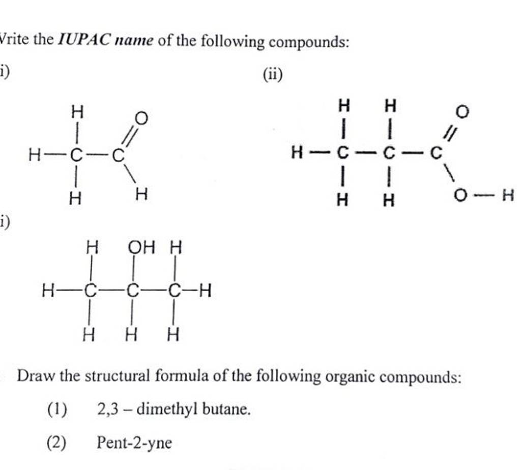 Vrite The Iupac Name Of The Following Compounds Ii I Draw The Structu
