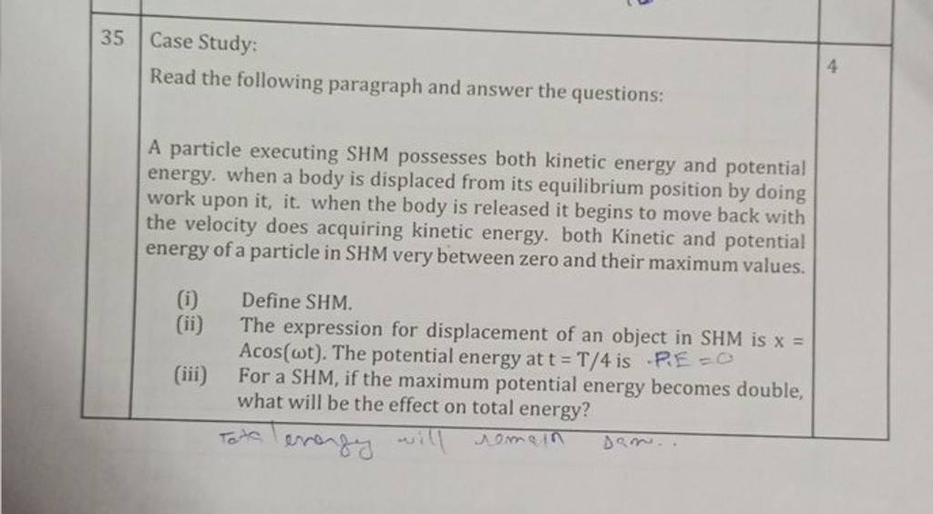 35 Case Study: Read the following paragraph and answer the questions: A p..
