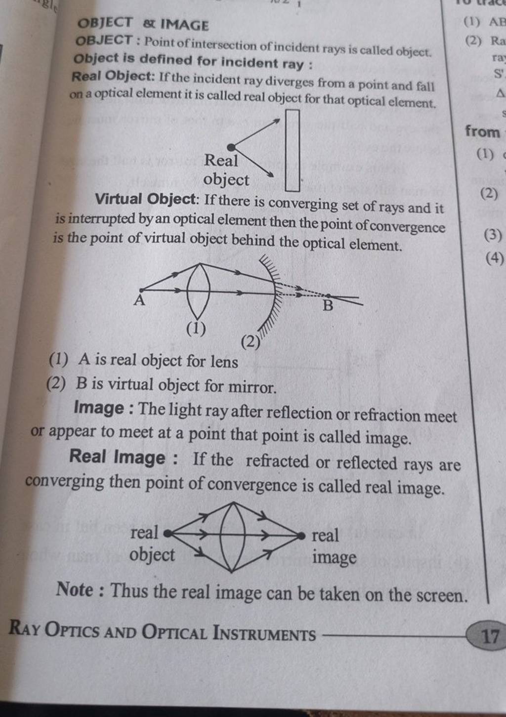 Object And Image Object Point Of Intersection Of Incident Rays Is Called