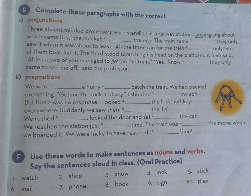 Complete these paragraphs with the correct i) conjunctions Three absent-..
