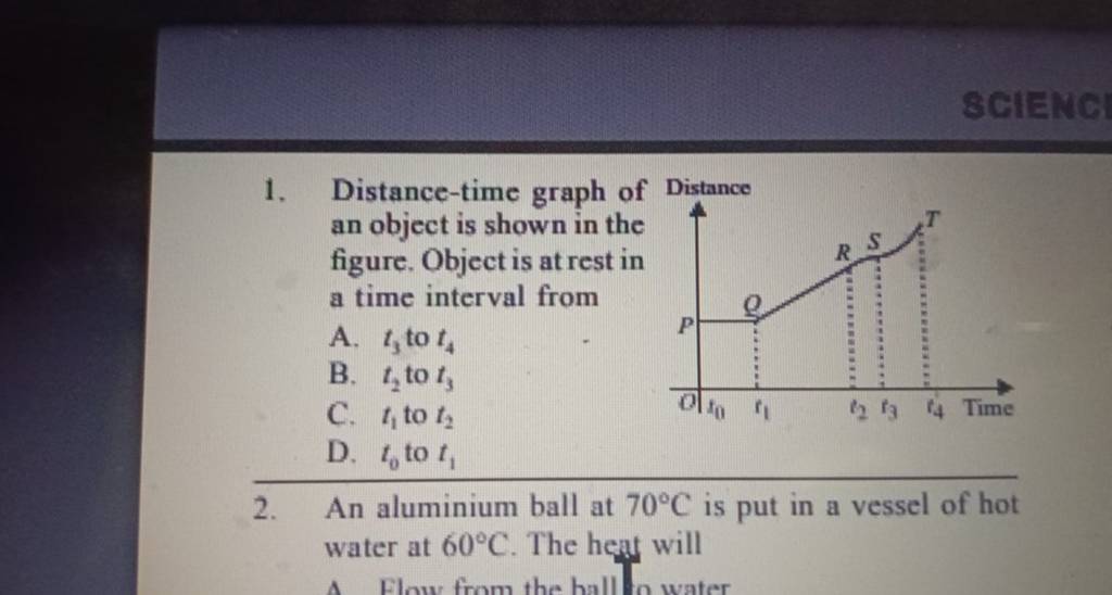 Distance-time graph of Distance an object is shown in the figure. Object