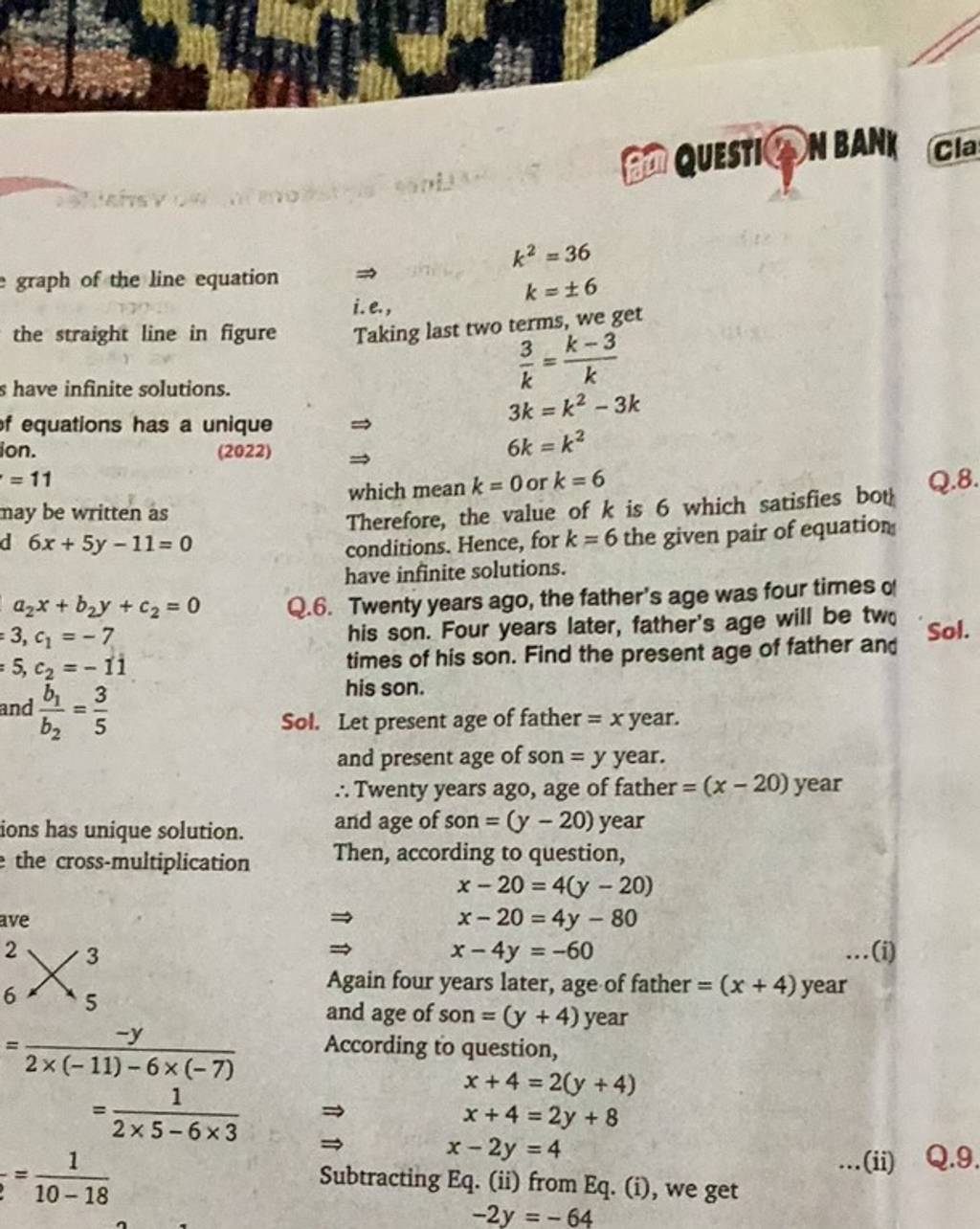 graph of the line equation ⇒ i.e., k k2=36=±6 the straight line in figu..