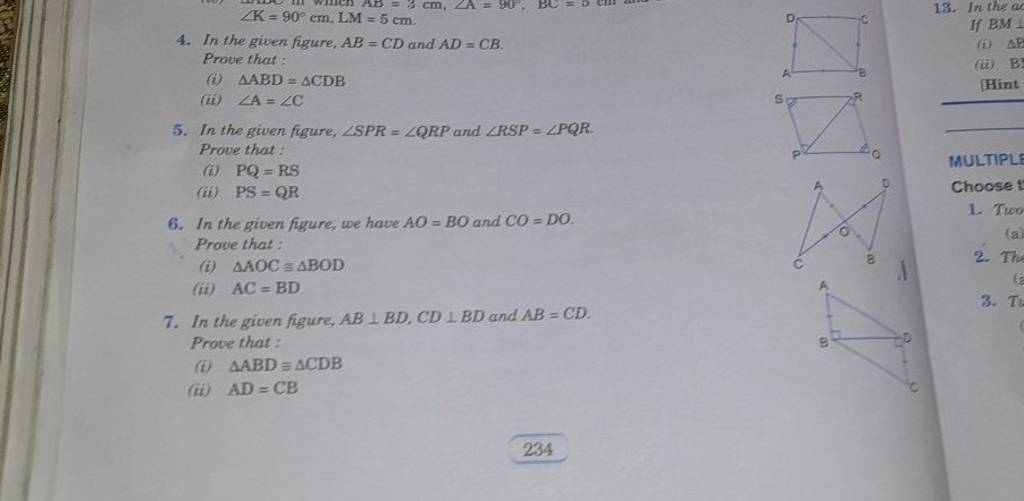 4. In the given figure, AB=CD and AD=CB. Prove that : (i) ABD= CCD (iii)..