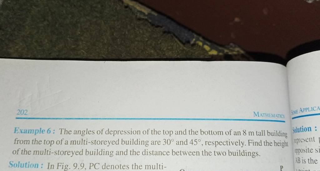 202 Example 6 The Angles Of Depression Of The Top And The Bottom Of An 8