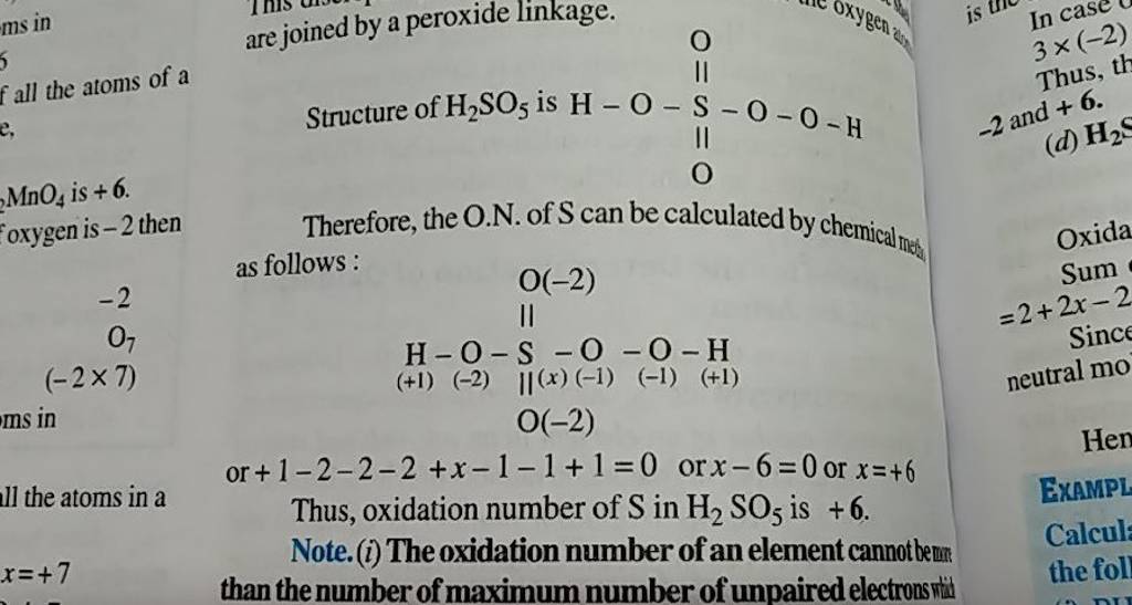 all the atoms of a e, 2 MnO4 is +6. are joined by a peroxide linkage. ox..